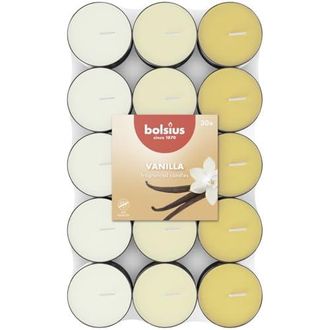 Bolsius Bolsius - 30 Duft theelichter - Vanille - Brenndauer von 3,5 Stunden - Durchmesser 38 mm - Nat&uuml;rliche Extrakte - Enth&auml;lt Veganes Wachs - Ohne Palm&ouml;l