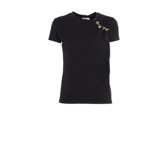 Elisabetta Franchi Schwarzes Baumwoll-Jersey-T-Shirt mit Kurzen &Auml;rmeln - - Tops - Damen - Schwarzk - M