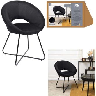 The Home Deco Factory The Home Deco Factory - Fauteuil Rond Velours C&ocirc;tel&eacute; Giulia Noir Home Deco Factory