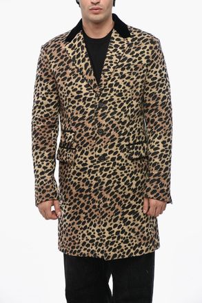 Dsquared2 Maxi 70S Mantel mit Animal-Motiv und Glitzerkragen Dsquared2