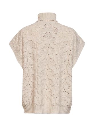 Etro Womens Turtleneck Sweater - Paisley Knit, Beige Wool