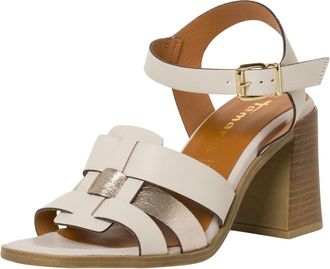 Tamaris Damen Sandalen mit Absatz Leder Blockabsatz Sommer; OFFWHITE COMBINED/weiß; 36 EU