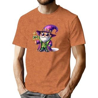 Generic T-shirt Mardi Gras pour homme - Imprim&eacute; nain de nain &agrave; col ras du cou - T-shirt d&eacute;contract&eacute; tendance pour carnaval, voyage quotidien, Orange, 4XL