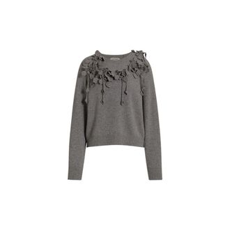 Alberta Ferretti Femme, Pulls, Gris, Taille: 38 FR Pull en laine m&eacute;rinos avec broderies florales