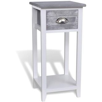 vidaXL Table de chevet avec 1 tiroir Gris et blanc
