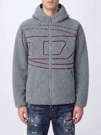 Diesel Sweat &agrave; capuche zipp&eacute; S-Zat en fausse peau de mouton avec logo Oval D