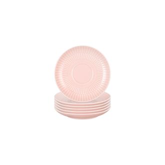 SELTMANN WEIDEN Amina Rosé Kombi-Untertassen 6er Set, 12 cm, Runde Unterteller mit dezentem Relief-Muster, Passend für Espresso- & Teetassen, Spülmaschinen- & Mikrowe