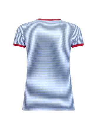 Prada Womens Periwinkle Blue And Red Striped T-Shirt Cotton T-Shirts & Jerseys