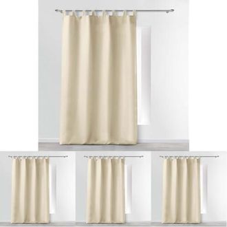 Douceur d'Int&eacute;rieur 1600523 Rideau &agrave; Passants Polyester Uni Essentiel Naturel 140 x 260 cm 1 Unit&eacute; (Lot de 4)