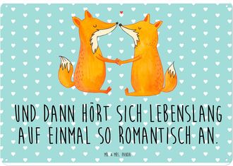 Mr. & Mrs. Panda Blechschild Füchse Liebe DIN A4 - Geschenk, Türschild Metall, Wandschild, Büro, Partner, Küche, Groß, Fox, Fuchs, Ehe