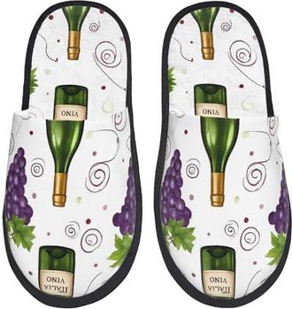 Generic Pantoufles En Feutre Bouteilles De Vin Et Raisins Antid&eacute;rapant Fourrure Pantoufles Doux Chaussons DInt&eacute;rieur Pour Camping Femmes H&ocirc;tel L