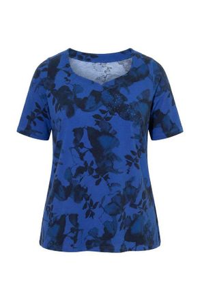 Ulla Popken T-Shirt T-Shirt A-Linie Herzausschnitt Halbarm Pima Cotton