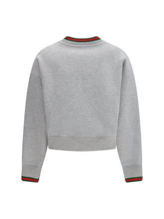 Gucci Womens Sweatshirt Web Cotton Jersey Grey Melange Knitwear Sweater