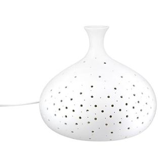 Gilde Tischleuchte Galaxy - Porzellan - matt - wei&szlig; - Prickellampe - H&ouml;he 21cm x &Oslash; 22cm