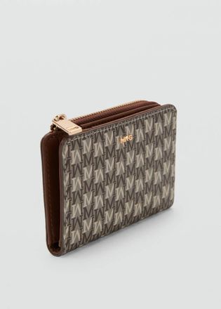 Mango Petit portefeuille imprim&eacute; logo marron moyen - Femme - Taille unique - MANGO