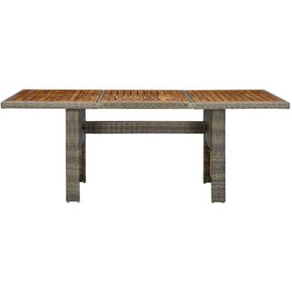 vidaXL Gartentisch Braun Poly Rattan und Akazie Massivholz Vidaxl