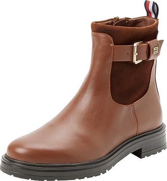 Tommy Hilfiger Femme Bottes Low Boot Material Mix Bottines, Marron (Natural Cognac), 36 EU