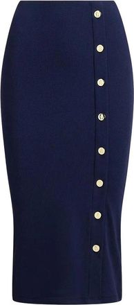 Ralph Lauren Femme, Jupes, Bleu, Taille: 38 FR Jupe midi crayon en maille c&ocirc;tel&eacute;e