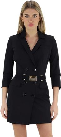 Elisabetta Franchi Femme, Robes, Noir, Taille: 42 FR Robe Ceintur&eacute;e en Tissu Technique