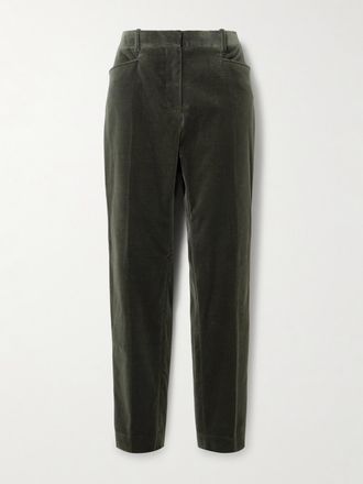 Tom Ford Pantalon Droit En Velours De Coton M&eacute;lang&eacute; - Gris