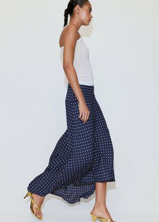 Mango Asymmetrischer Rock mit Punktmuster marineblau - Damen - XS - MANGO