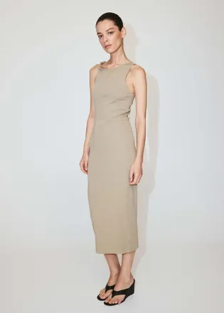 Mango Robe longue d&eacute;tail bretelle kaki - Femme - XXS - MANGO