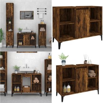 vidaXL Waschbeckenunterschrank R&auml;uchereiche 80x33x60 cm Holzwerkstoff - Badezimmerm&ouml;bel - Waschbeckenunterschrank - Holzschrank - Spiegelschrank