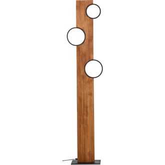 Brilliant Lamp Cheesy Lampadaire led 140cm noir mat/bois marron 20 w led int&eacute;gr&eacute; - Brilliant