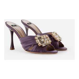Elisabetta Franchi Jeweled Satin Sandal - - Shoes - Damen - Lila - 39 EU