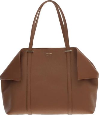 Ferragamo Hobo Bags - Trapezoidal Leather Shoulder Bag With Golden Accen - Gr. unisize - in Braun - f&uuml;r Damen