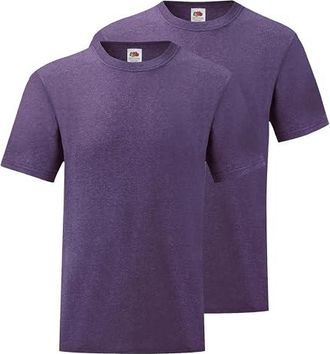Fruit Of The Loom Lot de 2 t-shirts pour homme + sac en tissu MyShirt gratuit, violet chiné + sac de gym Myshirt, L