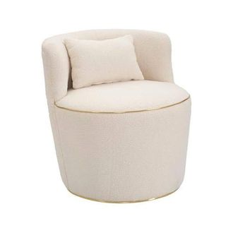 Dmora Sessel Bollate, Gepolsterter Sitz, Einzelsofa im Wohnzimmer, Stuhl mit Armlehnen, 63x68 h69 cm, Creme und Gold