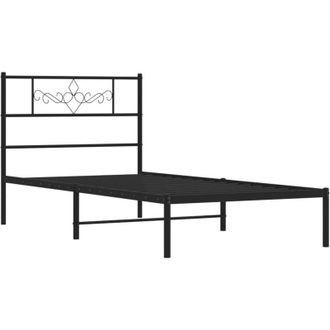 vidaXL Bettgestell mit Kopfteil Metall Schwarz 80x200 cm Vidaxl