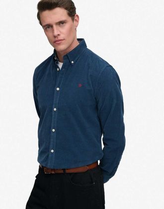 Superdry Classic - Hemd aus feinem Cord in Insigniablau
