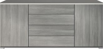 Vladon Sideboard Faro V2 - Kommode mit 2 Türen & 4 Schubladen, Schrank mit LED Lichtleiste, Anthrazit matt/Avola-Anthrazit (166,5 x 75,5 x 35)