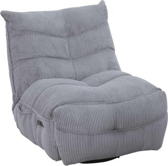 Altobuy Fauteuil relax pivotant avec fonction rocking-chair velours côtelé gris clair - JUMBO
