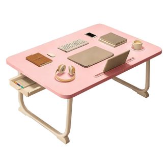 Generic Laptop Tisch FüR Bett, Laptop Tisch FüR Sofa Mit GeträNkehalter Und Kartenfach, Schnell Zusammenklappbar for Schreibwaren Und NotizbüCher