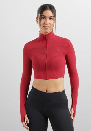 Smilodox Outdoorjacke Brianna, Cropped Laufjacke mit Stehkragen, Activewear Sport Oberteil Sportjacke Bauchfrei mit Daumenlöchern Yoga Gym Fitness Pilates