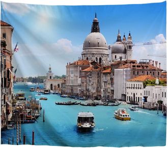 A.Monamour Wandteppiche Venedig Italien Stadt Wahrzeichen Canal Grande Und Basilika Santa Maria Della Salute Landschaft Kunst Print Stoff Wandbehang Wandkunst De