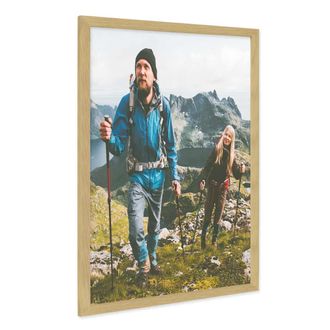 Photolini Bilderrahmen 50x70 Holz Eiche, Puzzle Rahmen 50x70 Holz mit Acrylglas, Bilderrahmen 70x50 groß zum Aufhängen, Picture Frame Rahmen 70x50 mit Zubehör, 