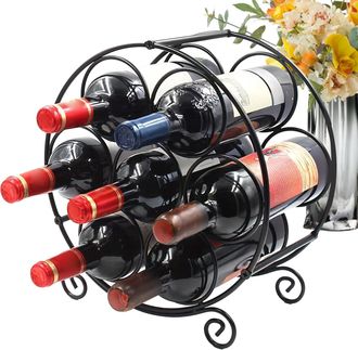 Generic Weinregal F&uuml;r Theken, Arbeitsplatten Und Tischplatten - Metallregal Mit Platz F&uuml;r 7 Flaschen | Weinpr&auml;sentationshalter Zur Schaustellung | F&uuml;r die Ver