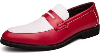 Generic Mocassins à enfiler pour homme - Deux tons - Style bateau décontracté, blanc/rouge, 41 1/3 EU