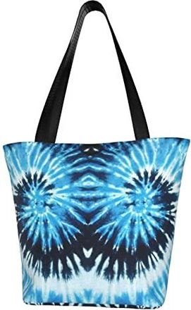 AOOEDM Tote Bag Blue Tie Dye Sacs &agrave; provisions Petit sac de march&eacute; r&eacute;utilisable Sacs fourre-tout de plage Sacs de voyage