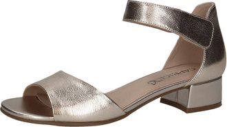 Caprice Damen Sandalen mit Absatz aus Leder mit Riemchen, Metallisch (Platin Metal.), 36.5 EU