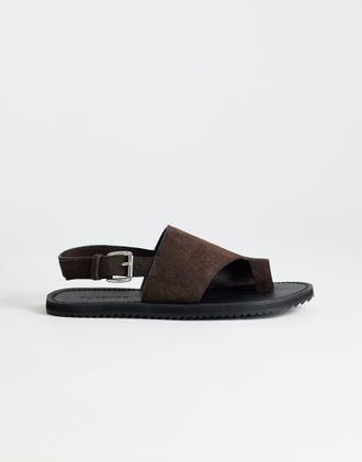 Topshop Ella - Ledersandalen in Schokobraun mit Zehenschlaufe