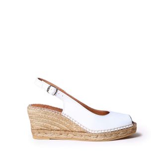 Toni Pons Damen Espadrille aus Leder - CROACIA - Weiß, 35 EU