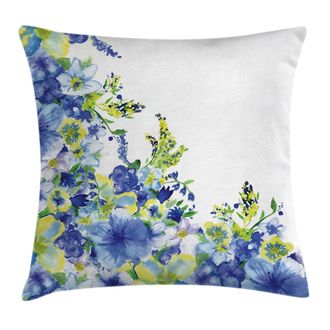 Generic Kissenbezug Aquarellblumen, Bunte Bl&uuml;tenmotive Mit Farbtupfern, Anemonen Und Iris - Thema: Wiederbelebung Der Natur Cushion Covers Weich Sofakissenbez