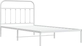 Generic Bettgestell mit Kopfteil aus Metall, Kopfteil für Doppelbett, Rückenlehne für Bett, (schwarz, 120 x 190 cm) (107 x 203 cm)