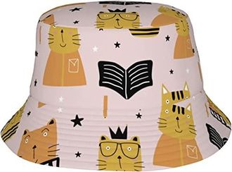 Generic Pliable Chapeau de Pêcheur Motif de Chat Mignon Chapeaux de Soleil de Plage Unisex Bonnet de Soleil pour Outdoor Hommes Plage