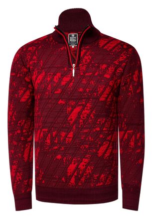 Rusty Neal Stehkragen Feinstrick Pullover mit 1/2 Zipper Regular Fit Strickpullover f&uuml;r Herren im Kontrast Design S - 3XL 444, Farbe:Weinrot, Gr&ouml;&szlig;e:XXL